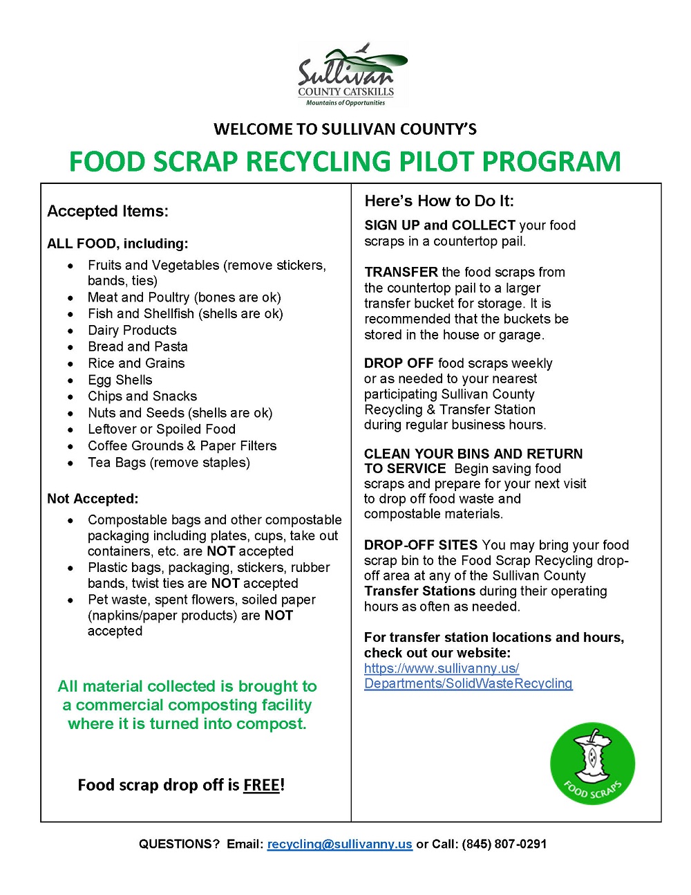 Food Scrap Recycling Pilot Program | Sullivan County NY